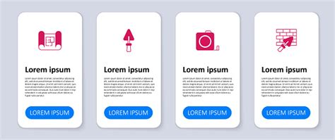 Set Dinding Bata Dengan Sekop Konstruksi Roulette Sekop Dan Denah Rumah Template Infografis
