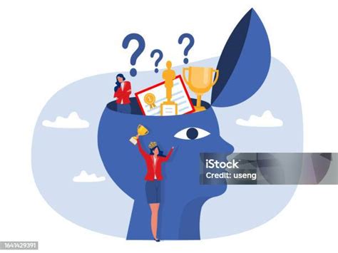 가면 증후군앉아있는 여자 머리에 대한 불안과 자신감 부족 직장에서 인간은 가짜가 다른 사람입니다 모방에 대한 스톡 벡터 아트 및 기타 이미지 Istock