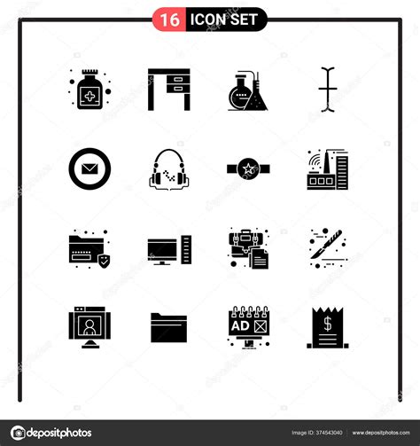 Thematic Vector Solid Glyphs Editable Symbols Stamps Ribbon Chemicals