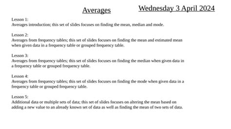 Averages Lesson 5 Finding Updated Mean Based On Adding An Extra Value
