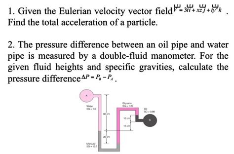 Solved 1 Given The Eulerian Velocity Vector Field®