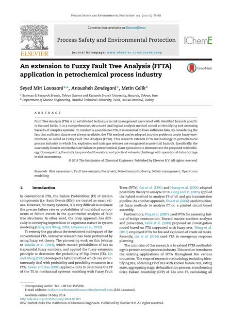 Pdf An Extension To Fuzzy Fault Tree Analysis Fftaapplication In