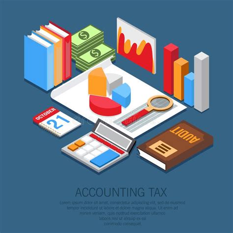 Accounting Tax Isometric Vector Concept Audit Documents Analysis
