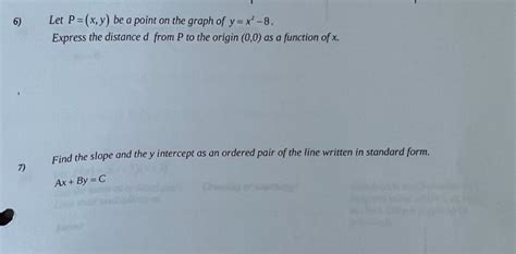 solved let p x y be a point on the graph of y x2−8