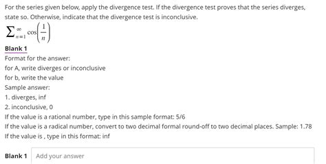 Solved For The Series Given Below Apply The Divergence