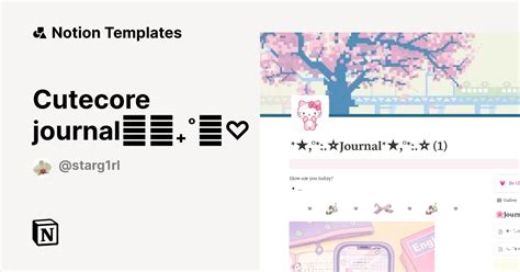 Cutecore Journal⋆𐙚₊˚⊹♡ Template Notion Marketplace