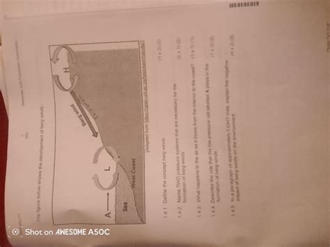 The Figure Below Shows The Development Of Berg Winds 1 4 1 Define The C