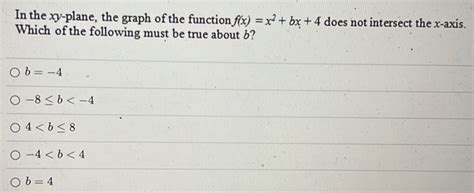 Solved In The Xy Plane The Graph Of The Function Fxx2bx4 Does