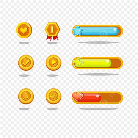 작은 게임 일러스트 인터페이스 Ui 컬렉션 버튼 에너지 바 메달 Png 일러스트 및 Psd 이미지 무료 다운로드 Pngtree