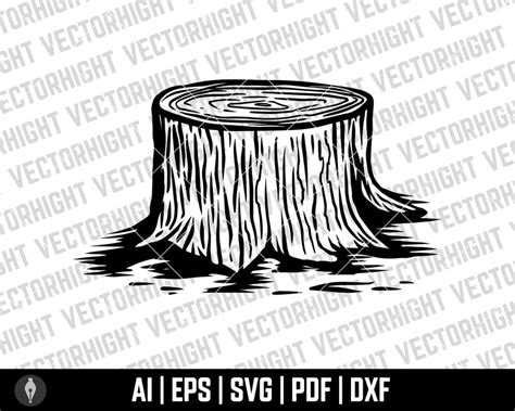Tree Stump Clipart SVG Stump With Axe Symbols Shape Ai Eps Etsy