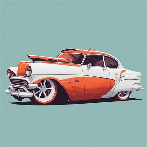 자동차 벡터 일러스트 흰색 배경 프리미엄 사진