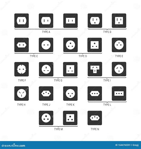Electrical Socket Types Icon Set Stock Vector Illustration Of Energy Plate 164476559