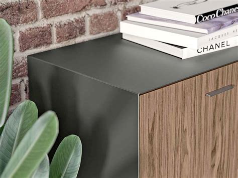 Armoire Mi Haute Etner L87 Cm Armoire Structure Métal Et Portes En Placage Bois