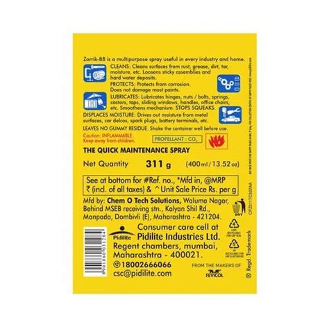 Liquid Pidilite Zorrik 88 Rust Remover Spray At ₹ 300 Bottle In Howrah