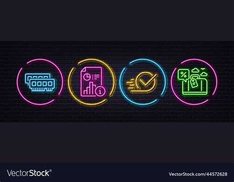 Ram Report And Checkbox Minimal Line Icons Vector Image