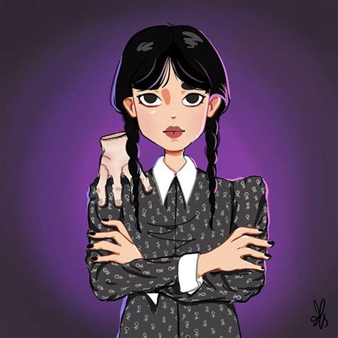 Jenna Ortega Wednesday Addams Cartoon Drawings Art Tutorials