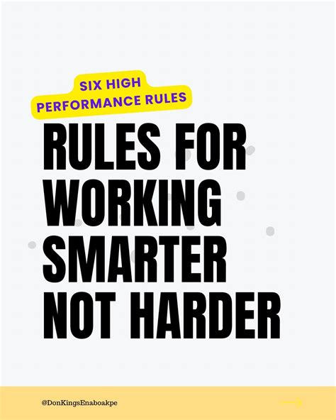 Energy Is Limited—spend It Where It Counts Most Working Smart Is