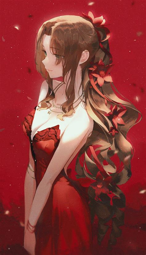 Seol Final Fantasy Final Fantasy Vii Aerith Gainsborough Cleavage Dress