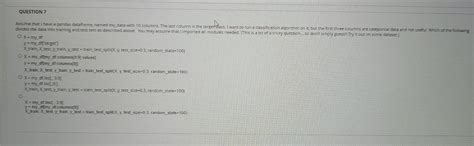 Solved Question 7 Erass Assume That I Have A Pandas