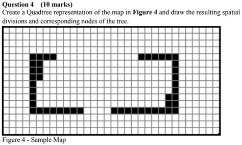 Question 4 10 Marks Create A Quadtree Representation Of The Map In Figure 4 And Draw The