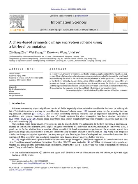 Metrics A Chaos Based Symmetric Image Encryption Scheme Using Pdf Cryptography Matrix