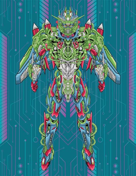 Mecha Robot Engineering Futuristic Full Body Illustration Stock
