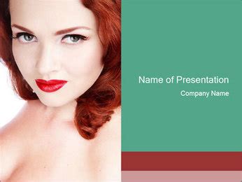 Seductive Red Haired Lady PowerPoint Template Backgrounds Google Slides ID 0000011797