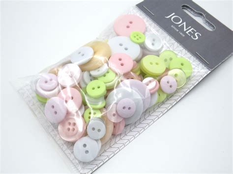 Coloured Assorted Buttons 50g Pack Pastels