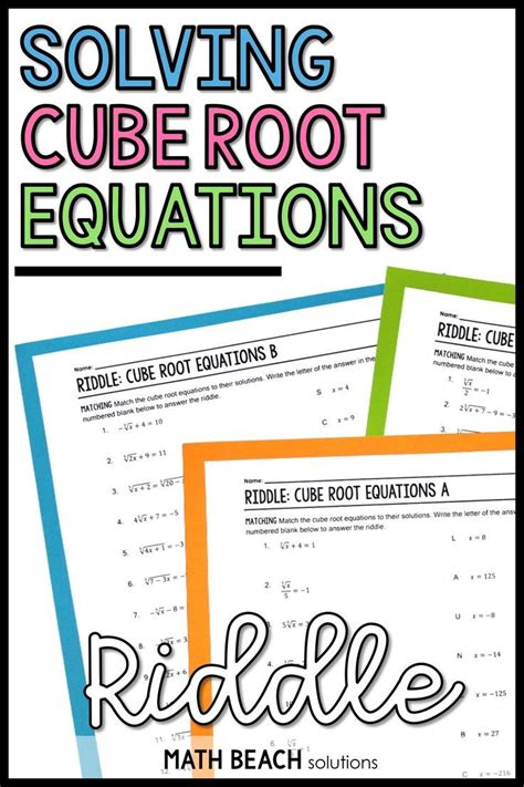 Solving Square And Cube Root Equations Worksheets
