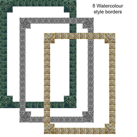 Celtic Borders Frames Clip Art Bundle 8 Digital Download Frames A4