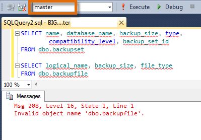 SQL SERVER Error Fix Msg 208 Invalid Object Name Dbo Backupset