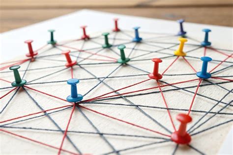 Neural Network Representation Using Pins And Threads Stock Illustration