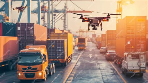 Premium Photo Transforming Logistics Through Emerging Technologies Drones Autonomous Vehicles
