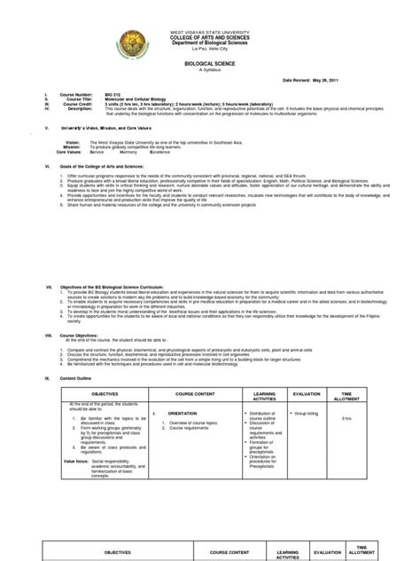 Cell Bio Syllabus 2011 Pdf Gene Gene Expression