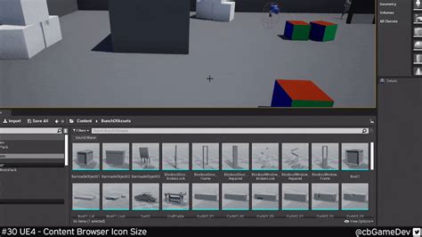 quick dev tip 30 ue4 content browser icon size — cbgamedev
