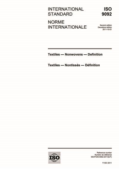 ISO 9092 2011 Textiles Nonwovens Definition
