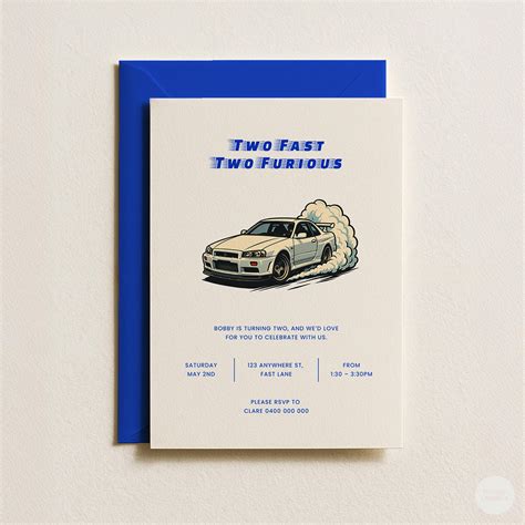 Two Fast Two Furious Birthday Invitation Car Theme Editable Canva