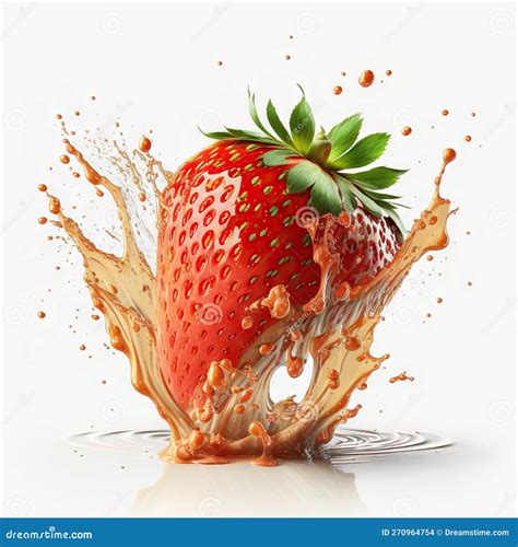 Strawberry Falling Into Juice Stock Illustration Illustration Of