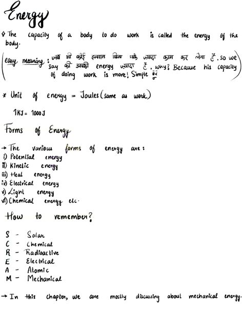 Work Power And Energy Notes Studypur