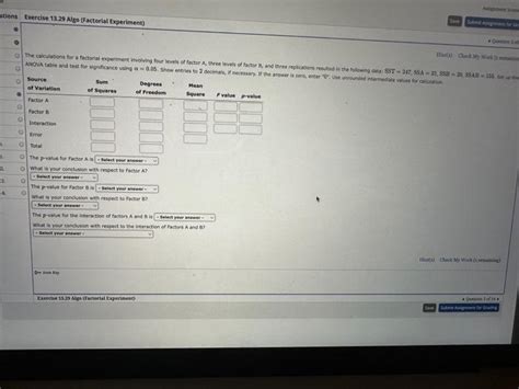 Exercise Algo Factorial Experiment Quncarad Chegg Com