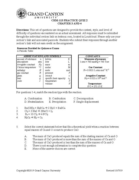 Chm113 Pq2 Ch3and4 Chapter 3 And 4 Practice Quiz Chm 113 Practice