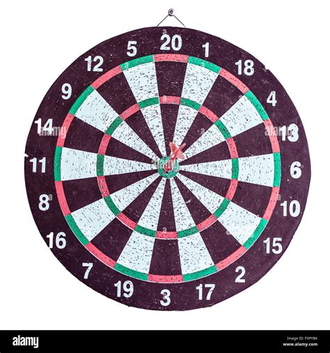 Close Up Shot Red Dart Arrow On Center Of Dartboard Stock Photo Alamy