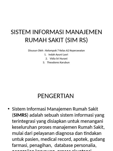 Sistem Informasi Manajemen Rumah Sakit Sim Rs Pdf