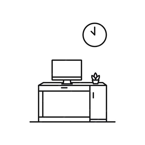 Premium Vector Work From Home Table Desk Icon Workplace Home Or Office Desk Vector Illustration