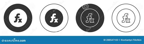 Black Function Mathematical Symbol Icon Isolated On White Background Circle Button Stock Vector