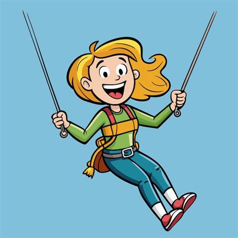 Premium Vector Cartoon Woman Bungee Jumping With Safety Harness