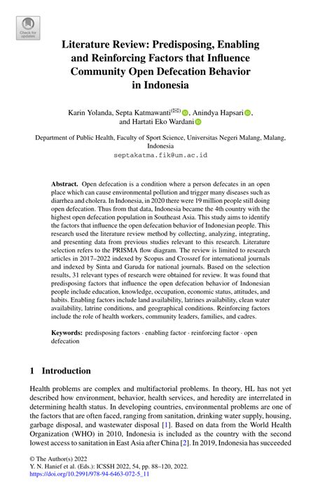 Pdf Literature Review Predisposing Enabling And Reinforcing Factors That Influence Community