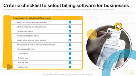 Developing Utility Billing Criteria Checklist To Select Billing Software For Businesses Ppt Sample