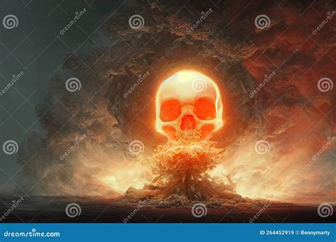 Skull In Nuclear Explosion Skyline Stock Illustration Illustration Of