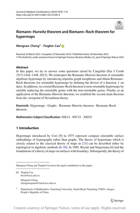Riemann Hurwitz Theorem And Riemann Roch Theorem For Hypermaps